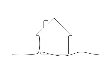 Continuous thin line home Royalty Free Vector Image