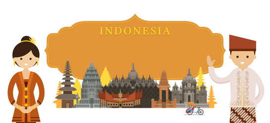 Indonesia ethnic group wearing traditional dress Vector Image