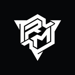 Rm logo monogram hexagon shape with triangle Vector Image