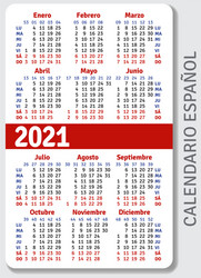 2021 spanish calendar template layout year Vector Image