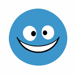 Blue emoji face emoticon icon on white background Vector Image