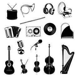 Set stringed musical instruments collection Vector Image