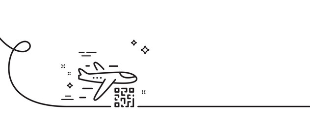 Qr code line icon scan barcode sign continuous Vector Image