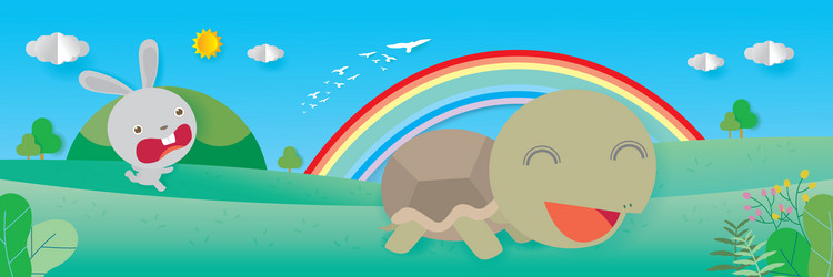 Rabbit wins the turtle in race design Royalty Free Vector