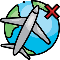 Banned flights symbol earth planet with airplane Vector Image