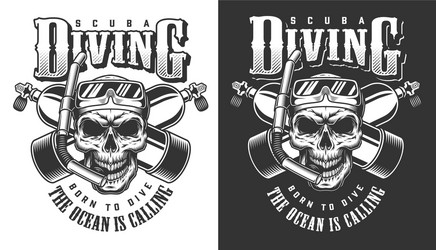 Skull in the diving mask Royalty Free Vector Image