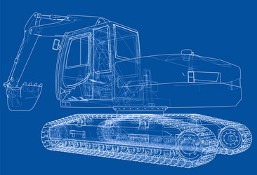 Excavator concept outline Royalty Free Vector Image