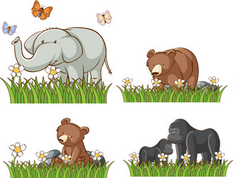 Bear is playinig in the garden Royalty Free Vector Image