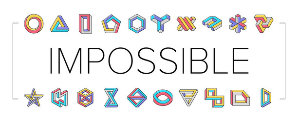 Impossible geometric shape icons set Royalty Free Vector