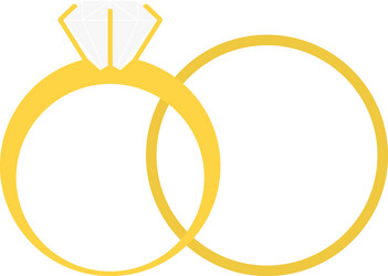 Wedding rings logo two golden crossed Royalty Free Vector