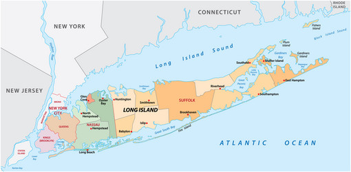 Map of the hamptons region long island Royalty Free Vector