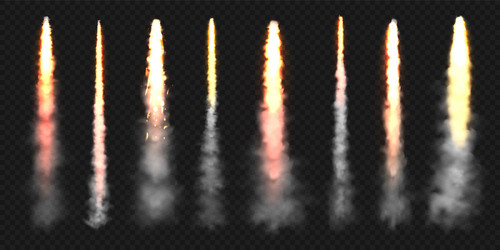 Realistic black smoke with fire space rocket Vector Image