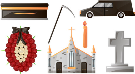 Set of items used at the funeral Royalty Free Vector Image