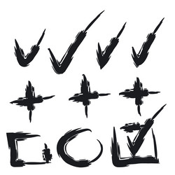 Sketched check marks tick symbols checkmark signs Vector Image