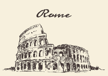 Rome skyline vintage drawn sketch Royalty Free Vector Image