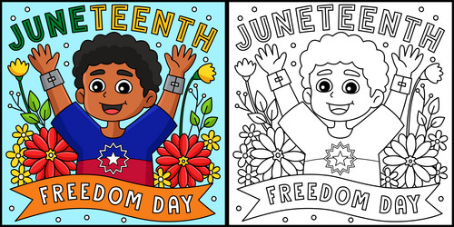 Happy juneteenth day coloring page Royalty Free Vector Image