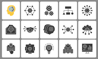 Machine learning icon black Royalty Free Vector Image