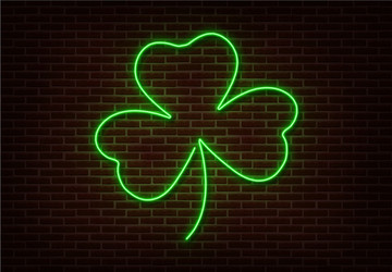 Green shamrock neon signboard bright Royalty Free Vector