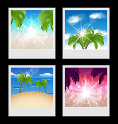 Beach background with set photo frames Royalty Free Vector