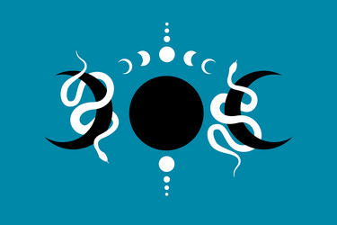 Magic mystic triple moon and snake phases Vector Image