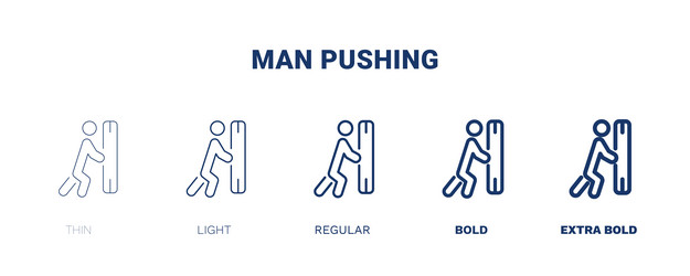 Stick man push up icon thin light regular bold Vector Image