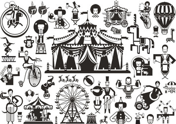 Circus colored icons collection Royalty Free Vector Image