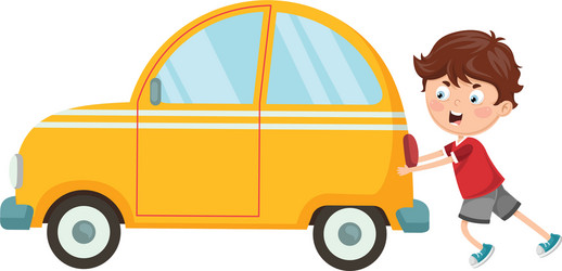 Kid pushing Royalty Free Vector Image - VectorStock