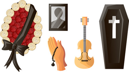 Set of items used at the funeral Royalty Free Vector Image