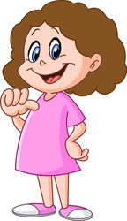 Little girl pointing finger up Royalty Free Vector Image