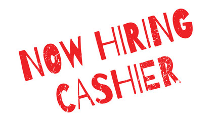 Now hiring cashier rubber stamp Royalty Free Vector Image