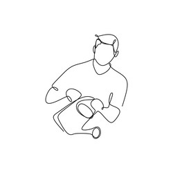 Continuous line drawing tool watering the plants Vector Image