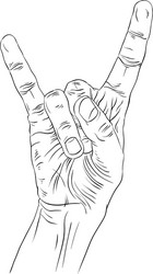 Rock on hand sign n roll hard heavy Royalty Free Vector