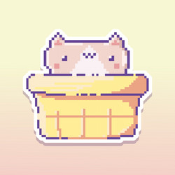 Cute sticker in pixel art style Royalty Free Vector Image