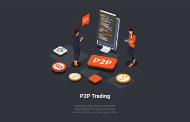 P2p peer to peer online platform for exchange Vector Image