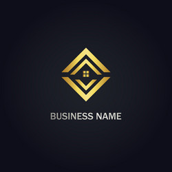 Gold building company logo Royalty Free Vector Image