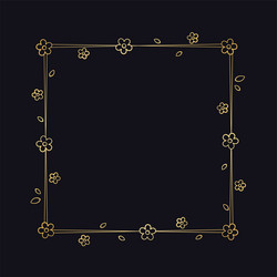 Gold floral frame outline doodle set golden Vector Image
