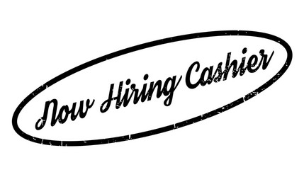 Now hiring cashier rubber stamp Royalty Free Vector Image