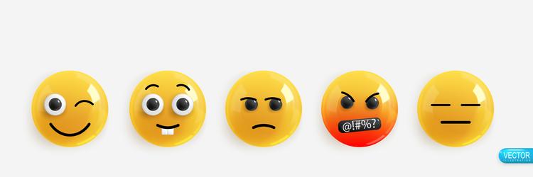 Emotion realistic 3d render set icon smile emoji Vector Image