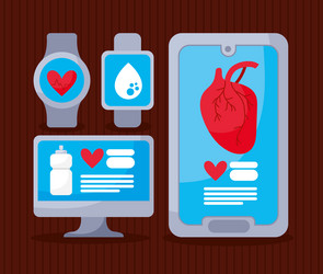 Four health monitors icons Royalty Free Vector Image