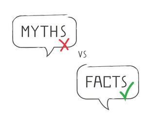 Myths vs facts red and blue infographic icon Vector Image