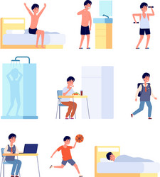 Daily life schedule cartoon kid routine boy Vector Image