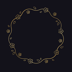Round gold floral frame template luxury golden Vector Image