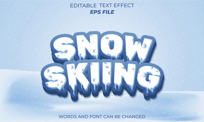 Cold text effect font editable typography 3d Vector Image