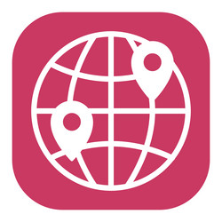 Globe and two location signs Royalty Free Vector Image