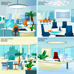 Modern office interiors 2x2 design concept Vector Image