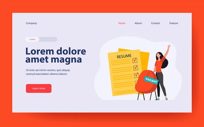 Female employee looking for vacant position Vector Image