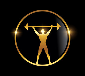Golden man fitness logo icon Royalty Free Vector Image