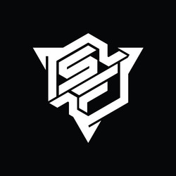 Sf logo monogram hexagon shape with triangle Vector Image