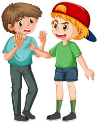 A boy pushing his friend Royalty Free Vector Image