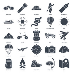 Adventure icon set summer camping trip symbols Vector Image